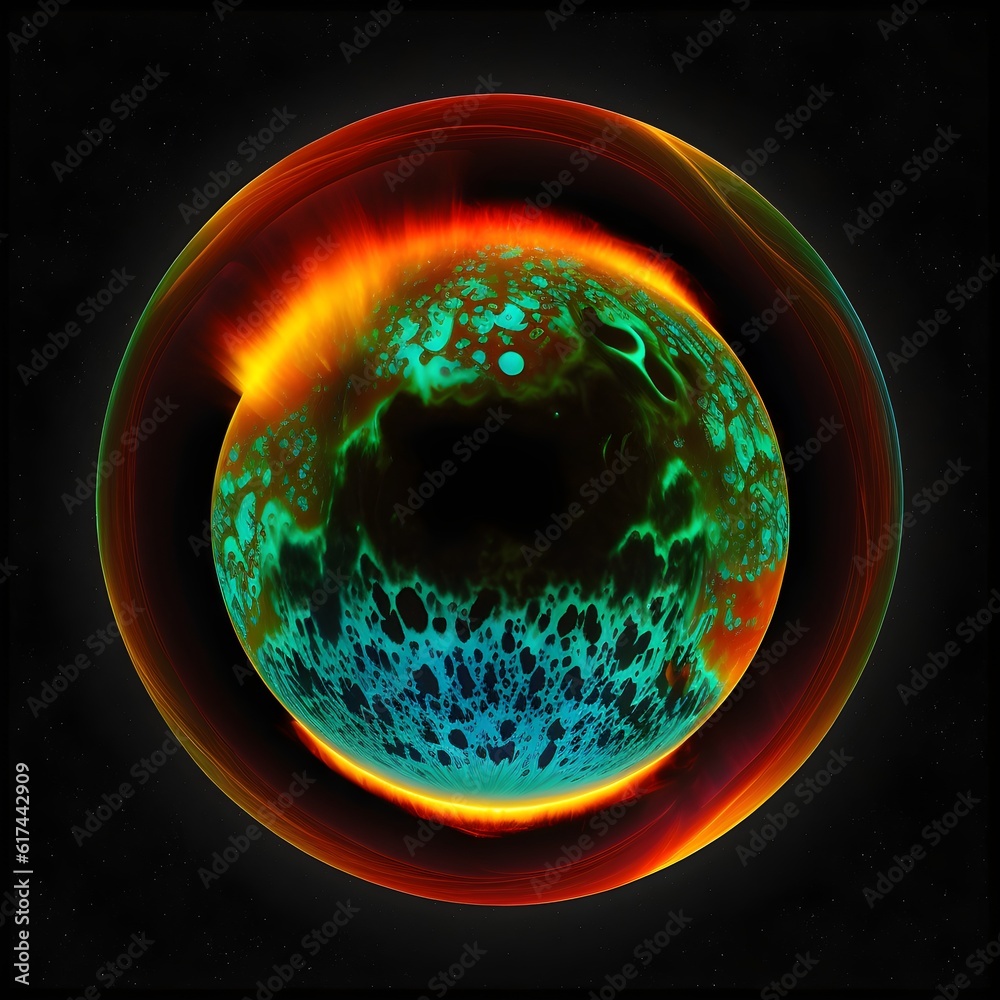 heatmap of a planet inside a circle with black background Stock ...