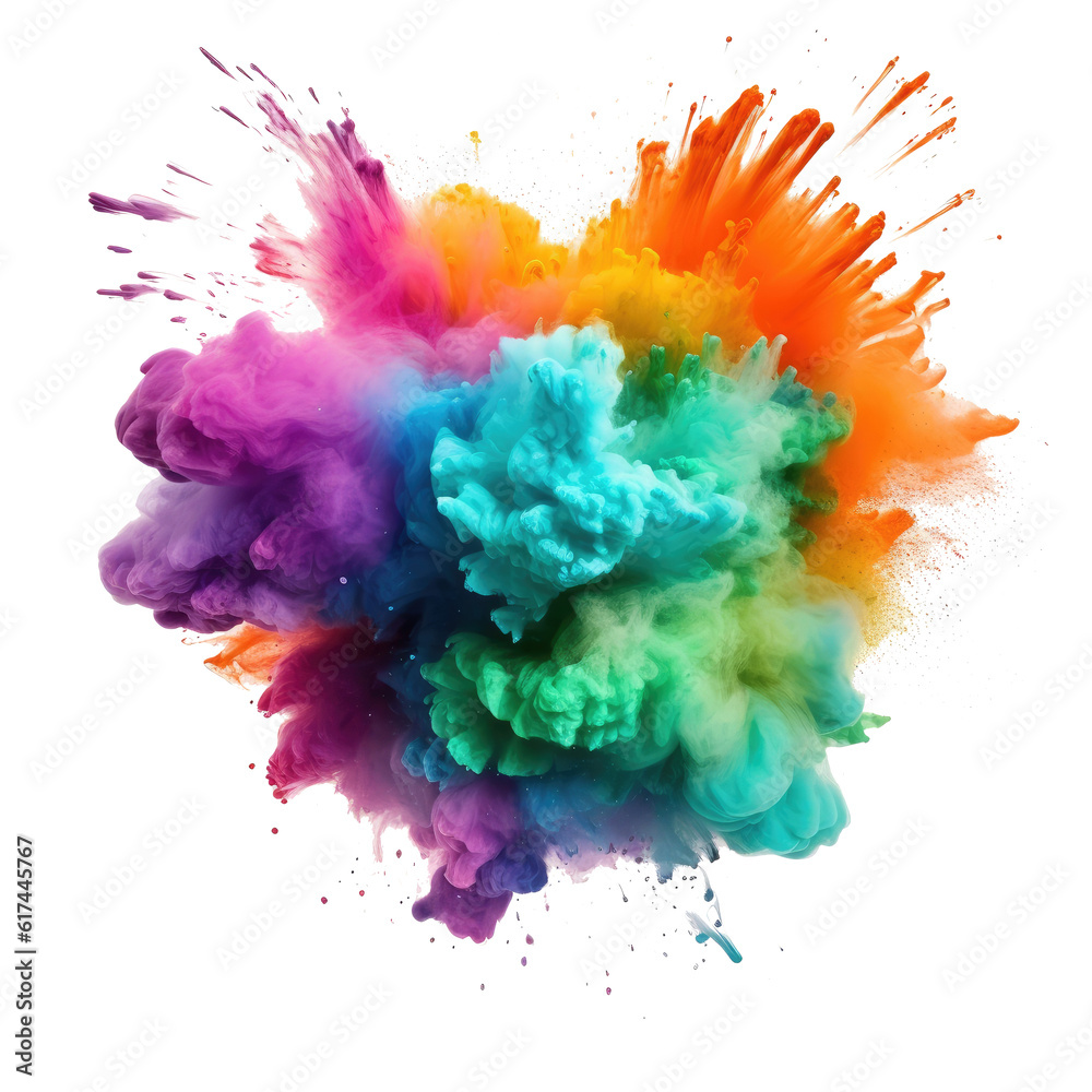 color powder explosion on white background. Colored cloud. Colorful ...