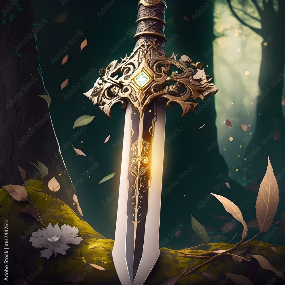 a legendary glowing exotic retro heavenly god ivory sword with a white ...
