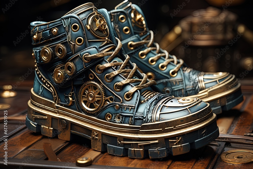 Time - Traveling Treads: Shoes with clockwork mechanisms, blending past ...