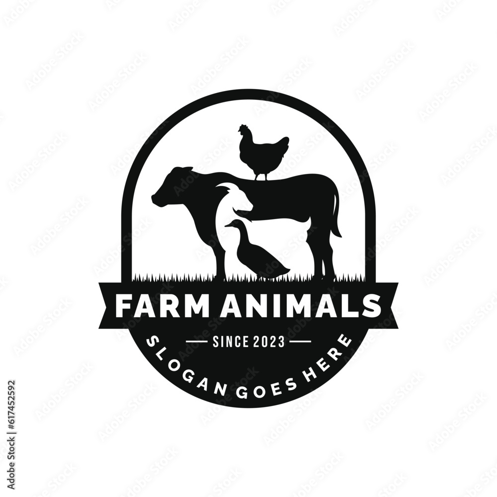 Farm animals logo design vector. Livestock logo vector Stock Vector ...