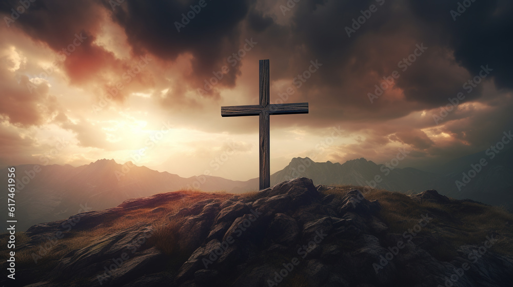 Jesus Christ cross. Easter, resurrection concept. Christian cross on a ...