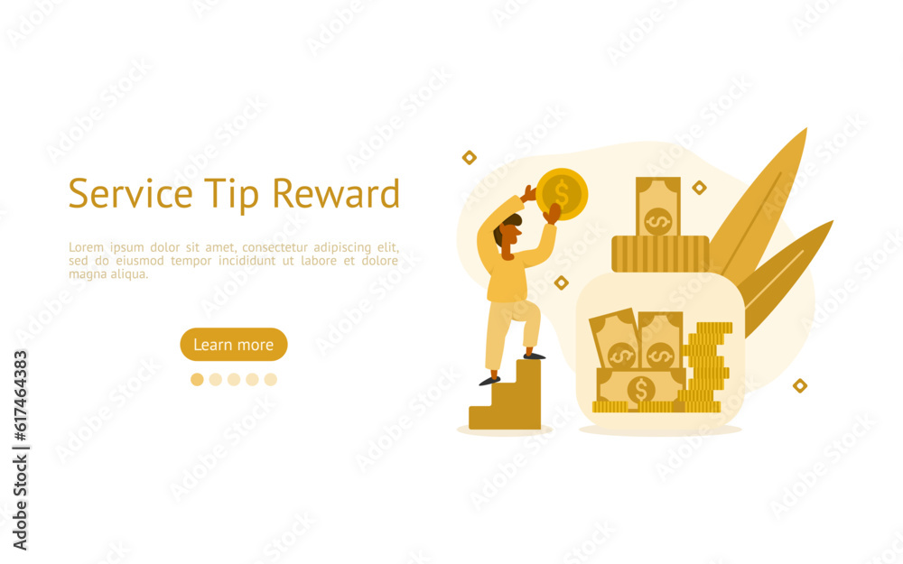 tips service illustration set. characters tipping service fees to tips ...
