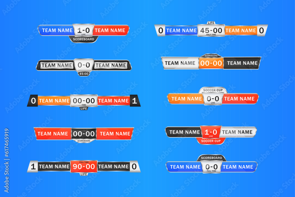 Scoreboard broadcast graphics and lower third template for sport soccer ...