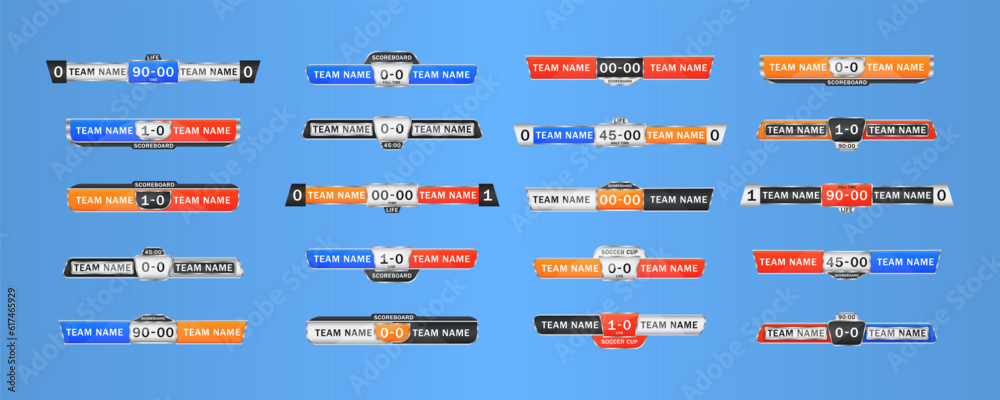 Scoreboard broadcast graphics and lower third template for sport soccer ...