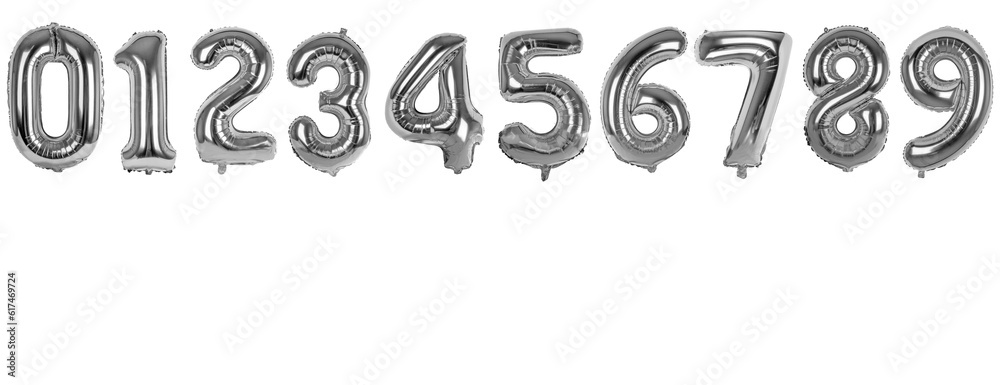 Balloons metallic silver numbers, 3D numbers balloon, Set foil balloons ...