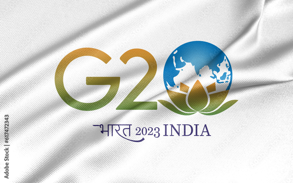Fabric flag G20 India, Flag The members of the G20 are, G20 logo on ...