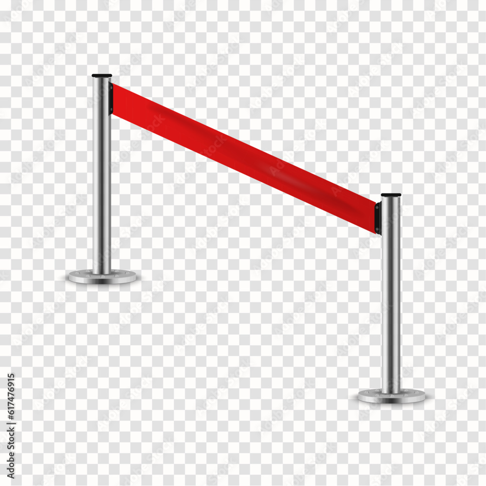 Red rope for exhibition halls and car dealerships. Realistic fencing ...