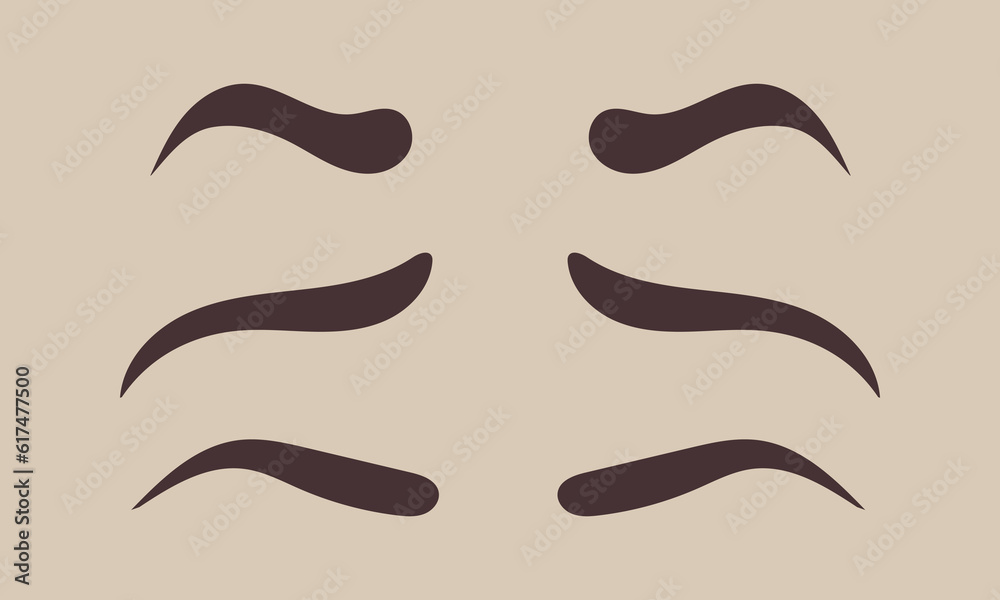 Vecteur Stock Various shapes, angles and thin eyebrows hand drawn ...