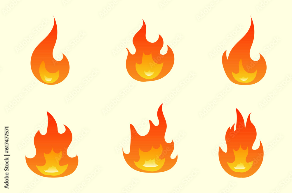 Flame, fire set, light effect. Burning fire. Multi-colored flame in a ...