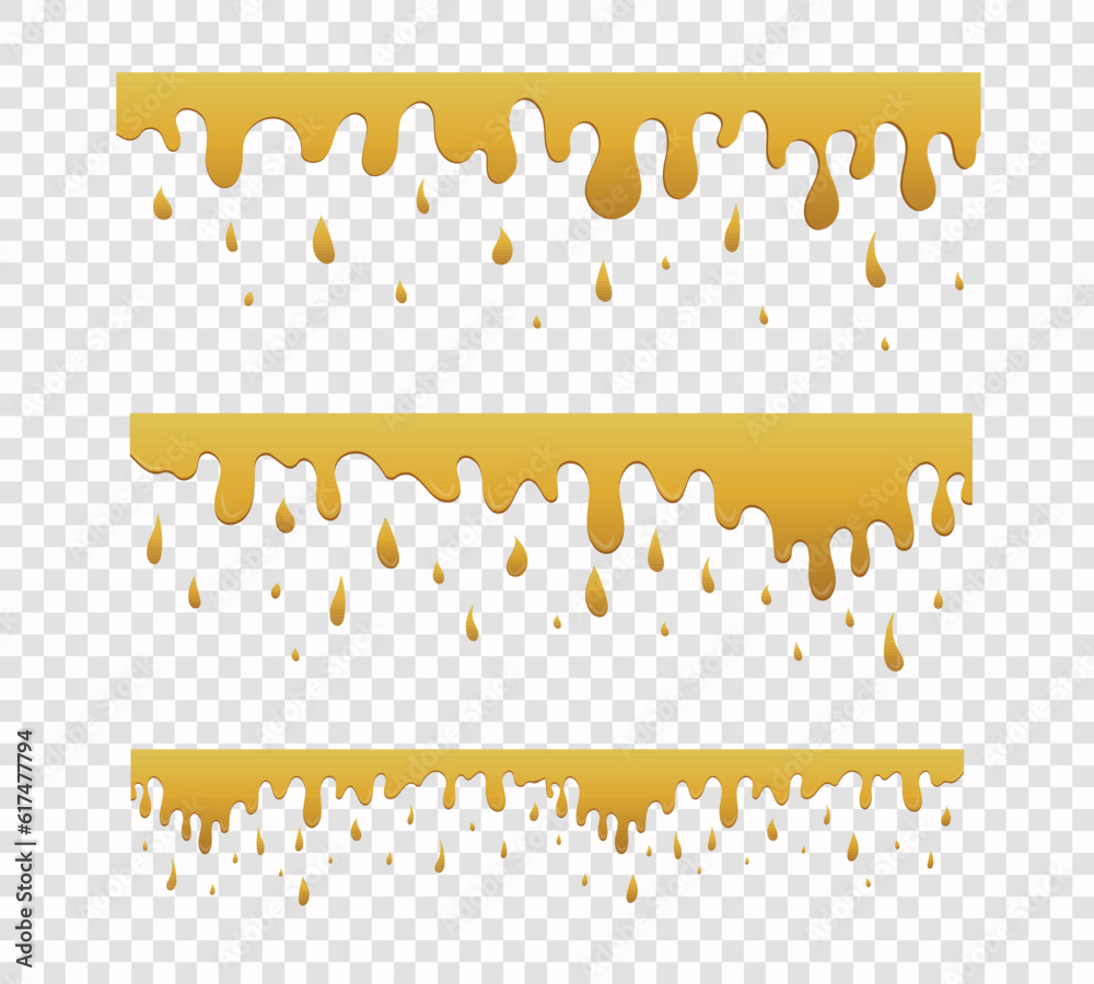 Photo & Art Print Dripping honey Golden yellow realistic syrup or juice ...