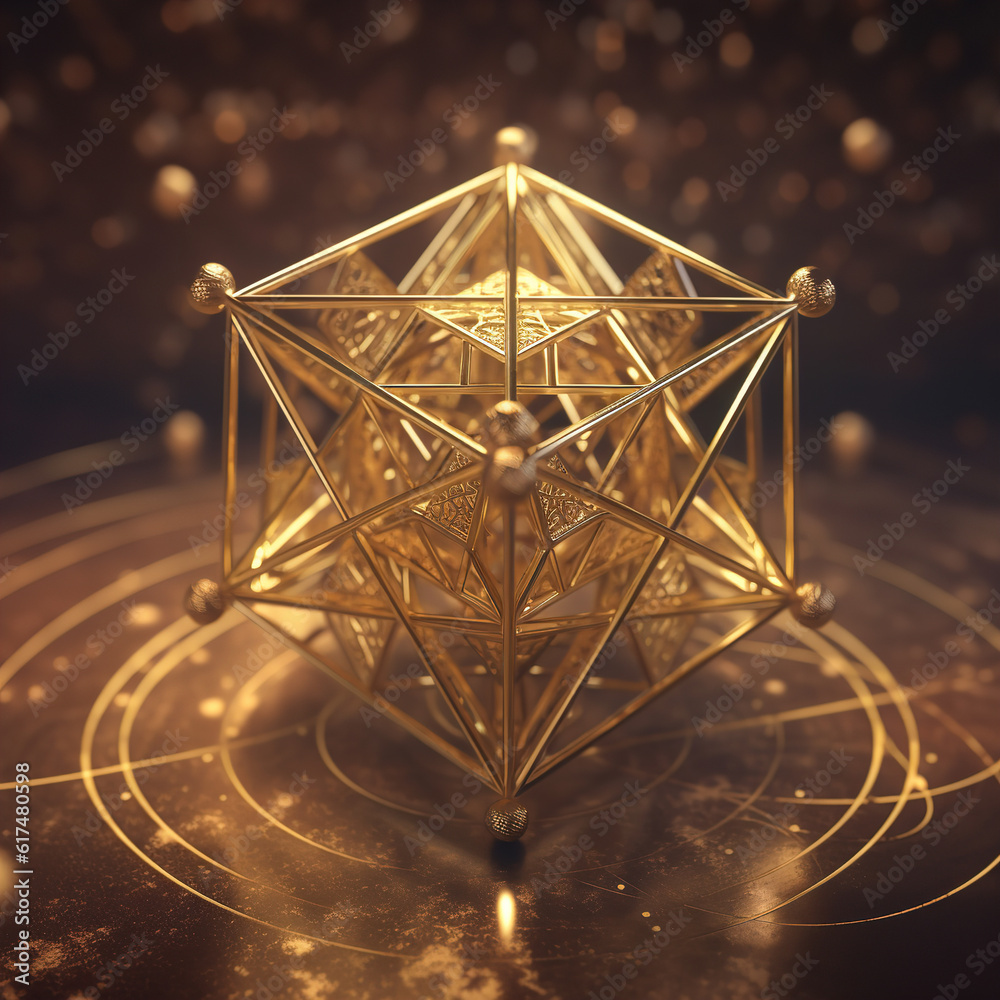 metatrons cube in 3d with sacred geometric lines generative AI Stock Illustration | Adobe Stock