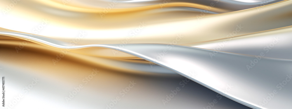 Abstract platinum background of golden shades with soft wavy folds ...