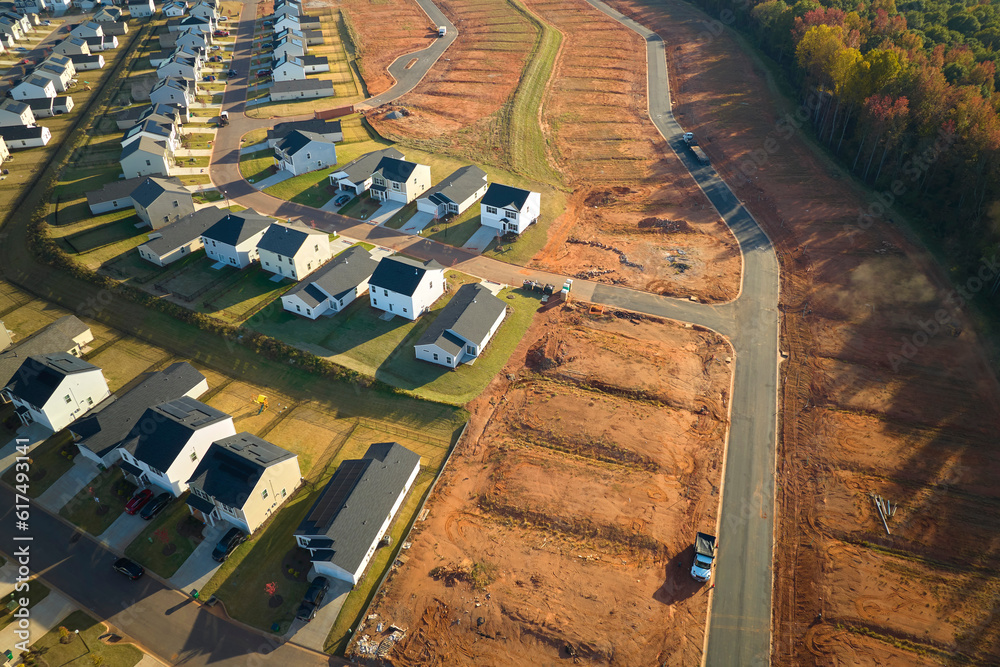 Ground prepared for building of new residential houses in South ...