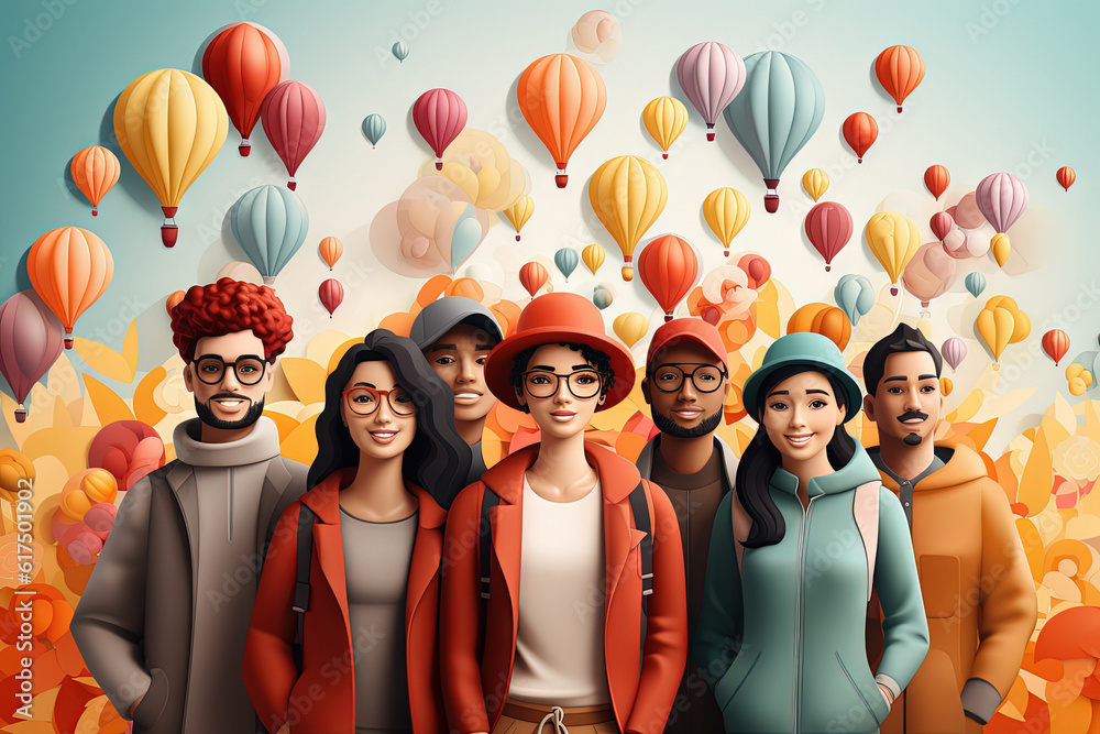 3d cartoon of world population diversity for world population day ...