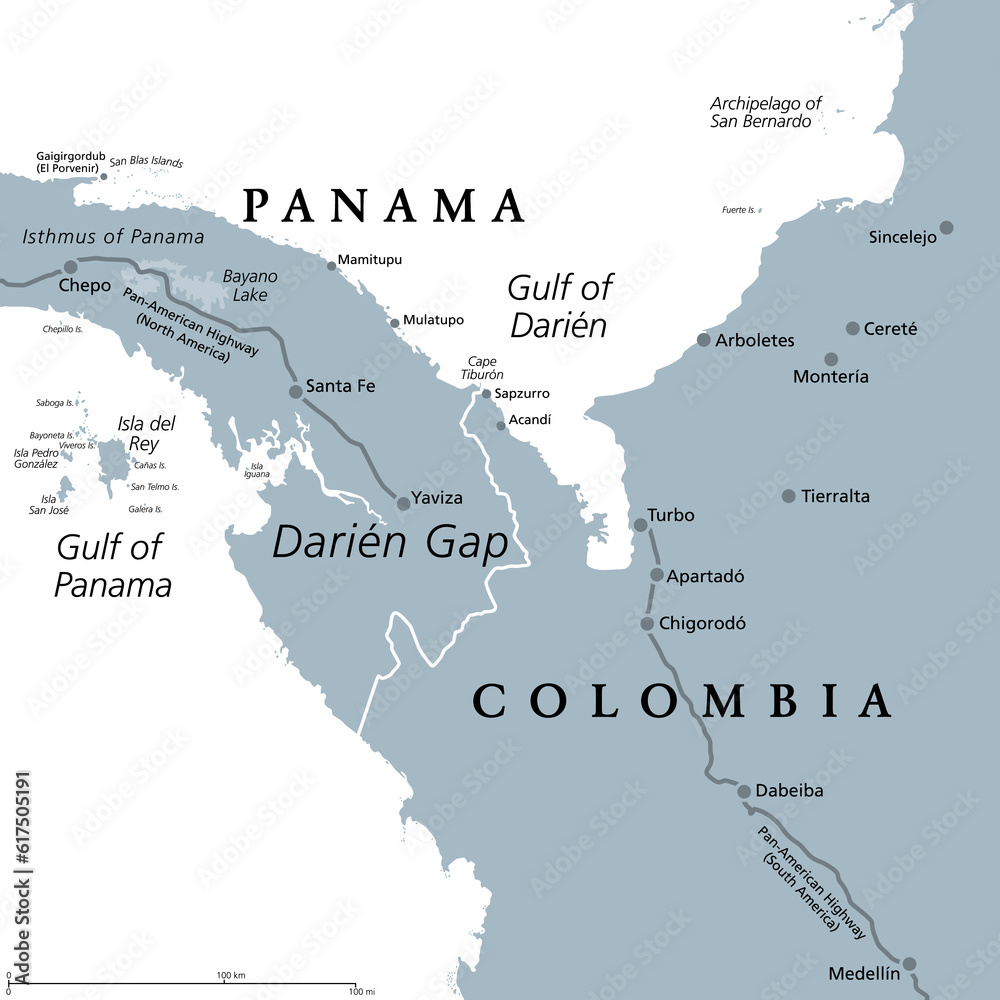 Poster Darien Gap, gray political map – Wall Art | UkPosters