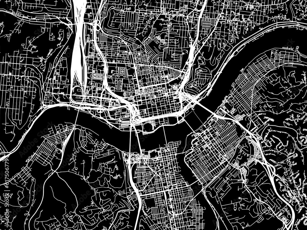 Vector road map of the city of Cincinnati Ohio in the United States of ...