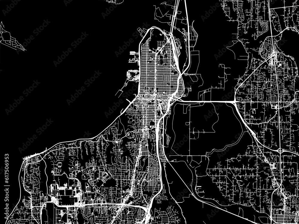 Vector road map of the city of Everett Washington in the United States ...