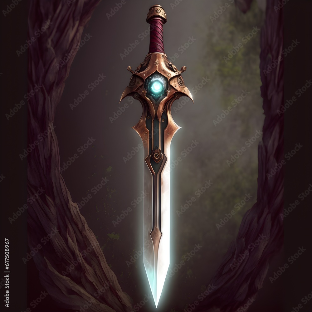 a exotic futuristic alien ivory glowimg sword with a white glowing eye ...