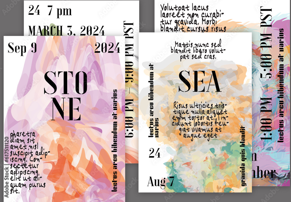 A4 Flyer With Transparent Overlapping Shapes Creating Vector Watercolor ...