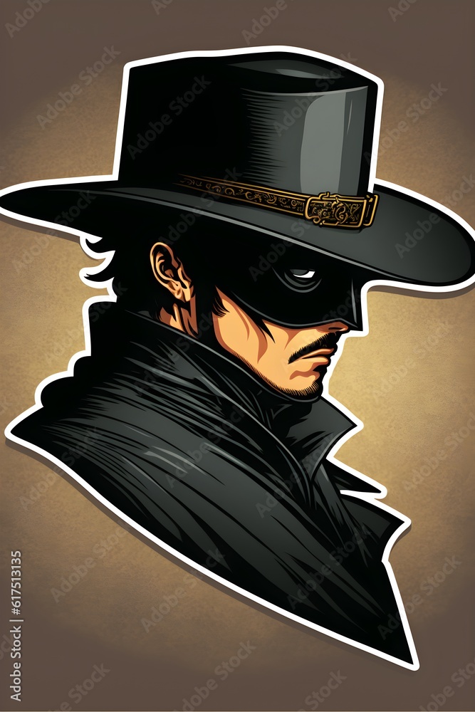 Zorro sticker no text without text vector logo sticker masterwork flat ...