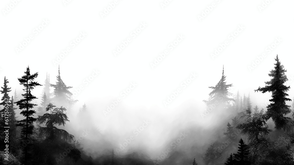 Black forest trees silhouette isolated transparent - Generative AI ...