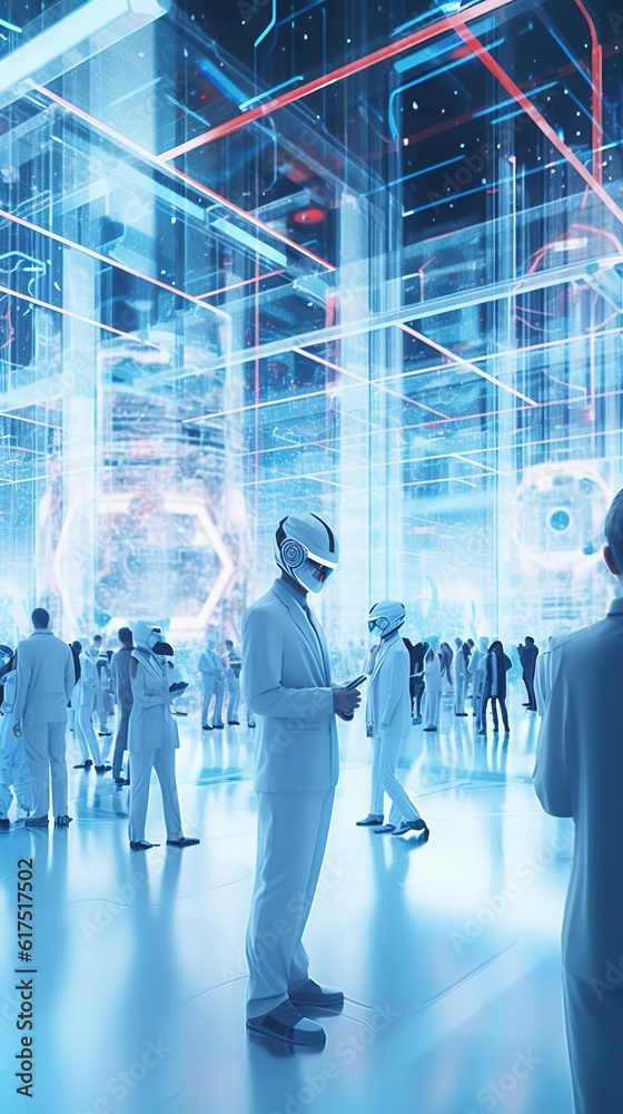 Blurred people in a futuristic medical high tech state of the art ...