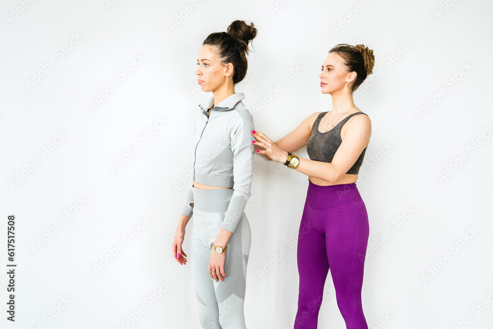 Exercises for posture, smooth straight back, spine. Slim woman training ...