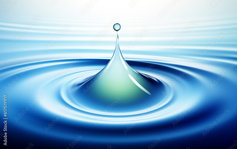 Abstract water image. Falling water droplets form beautiful ripples on ...