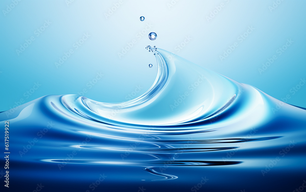 Abstract water image.Water drops gracefully land on an abstract water ...