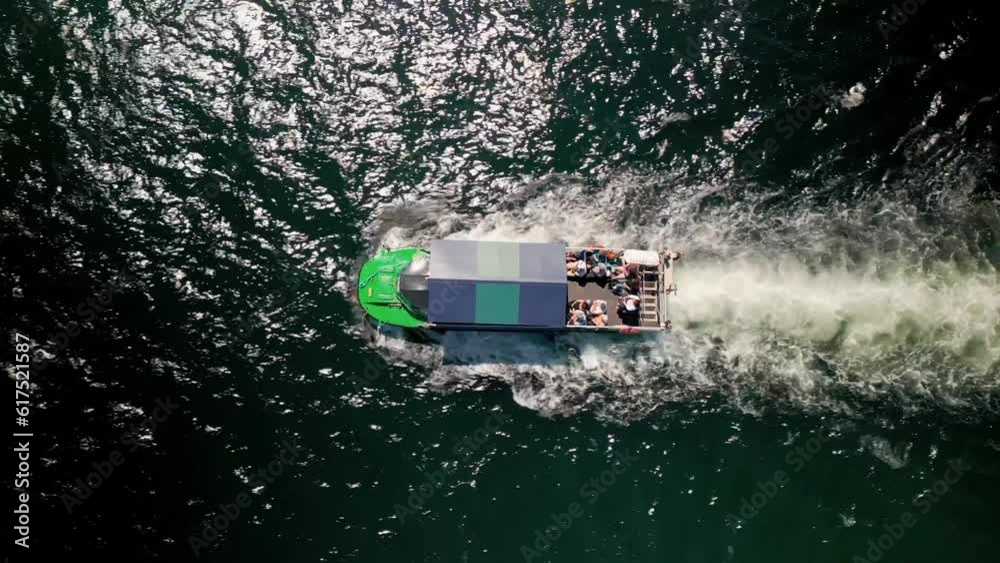 Top View of an Amphibious Tour Bus Floating in the Ocean off the Coast ...