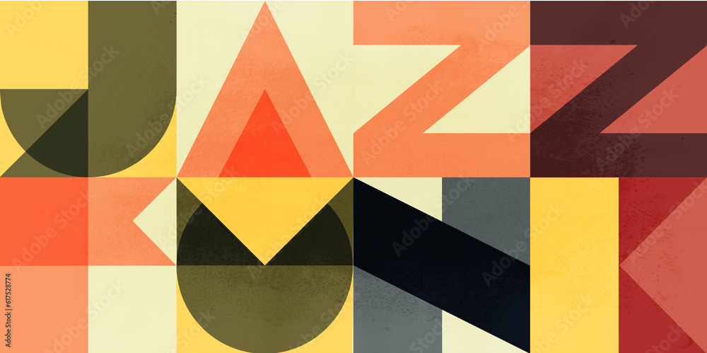 Jazz Funk Music Abstract Geometric Vector Seamless Pattern Retro with ...