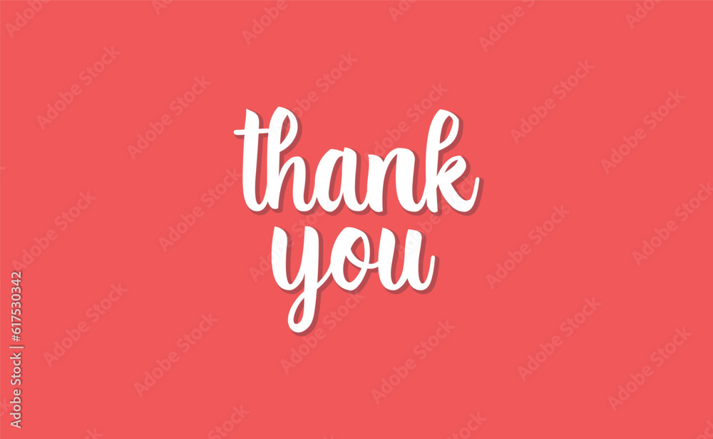 Thank you lettering text with drop shadow. Hand drawn style thanking ...