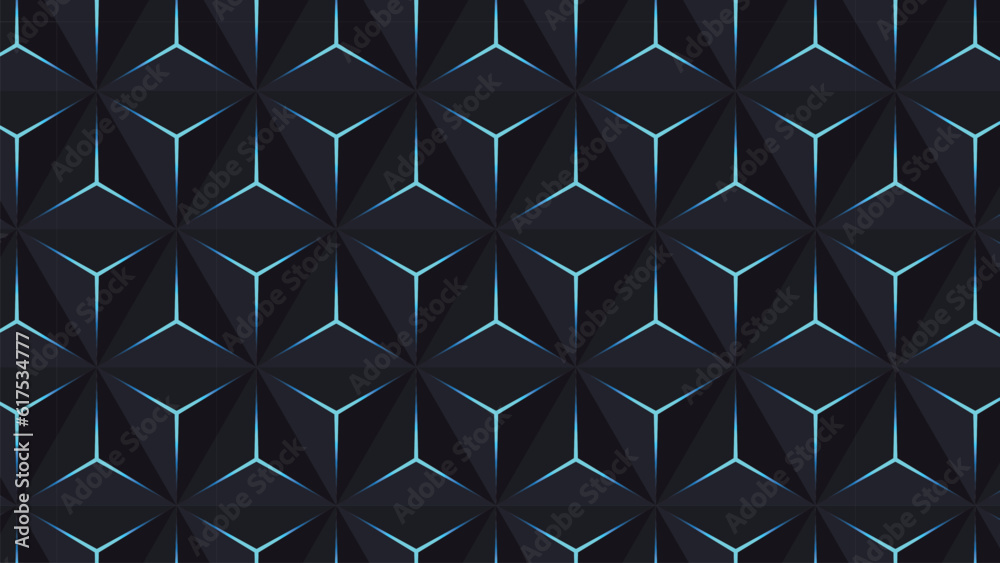 Seamless 3d geometric pattern, abstract blue triangular shapes with a ...