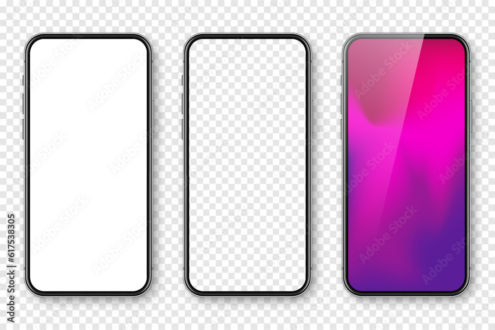Smartphone with blank touch screen and abstract colorful background ...