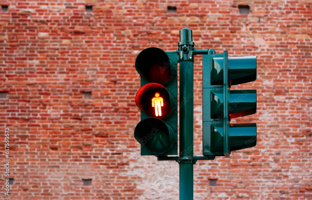 Green traffic light with burning yellow lamp supervisory road ...