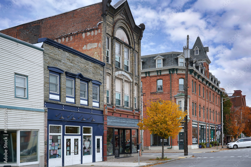 American old fashioned small town main street buildings Stock Photo ...