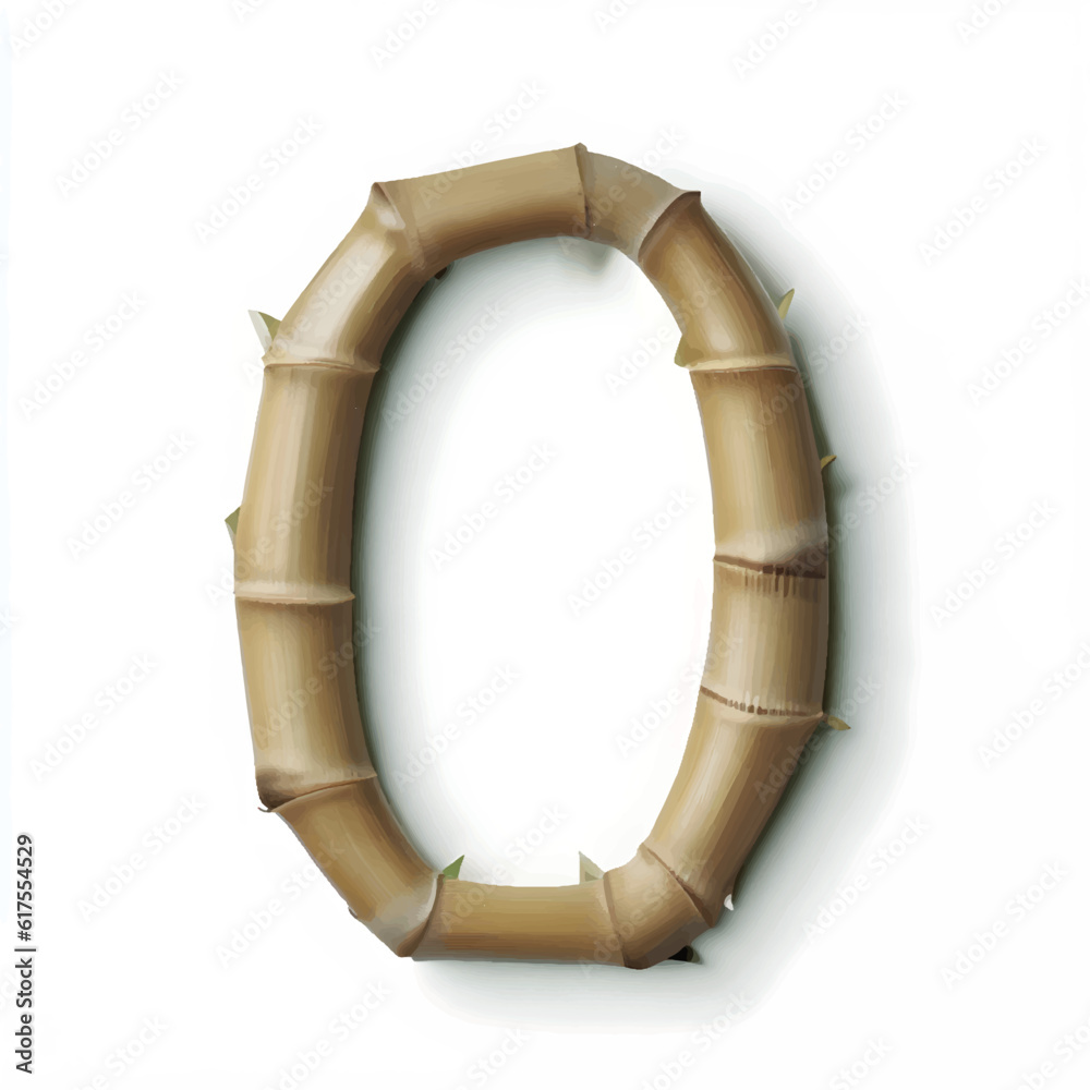 number zero in bamboo with white background. number zero in bamboo ...