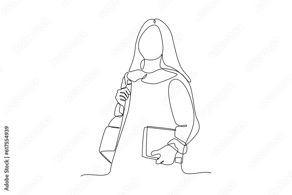 Continuous one line drawing Back to school concept. Single line draw ...