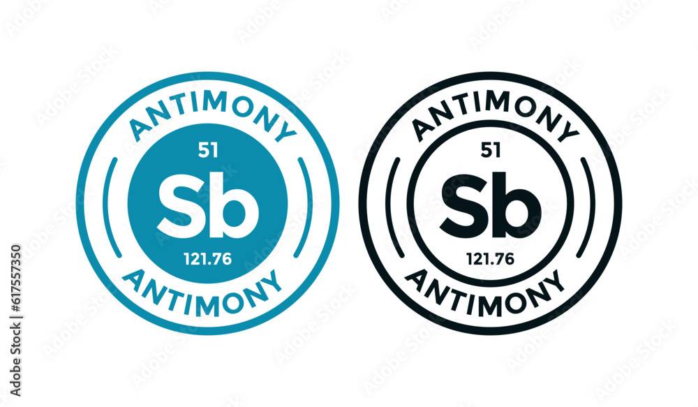 Antimony logo badge template. this is chemical element of periodic ...