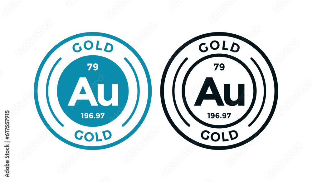 Gold logo badge template. this is chemical element of periodic table ...