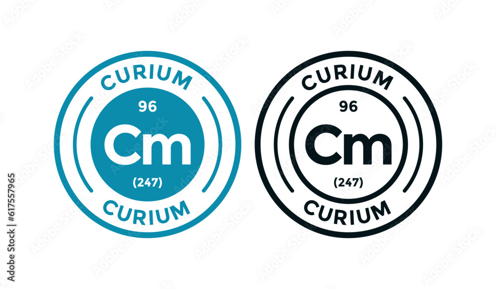 Curium logo badge template. this is chemical element of periodic table ...