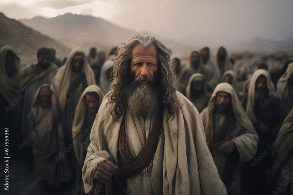 Moses leads the Jews through the desert, Moses led his people to the ...