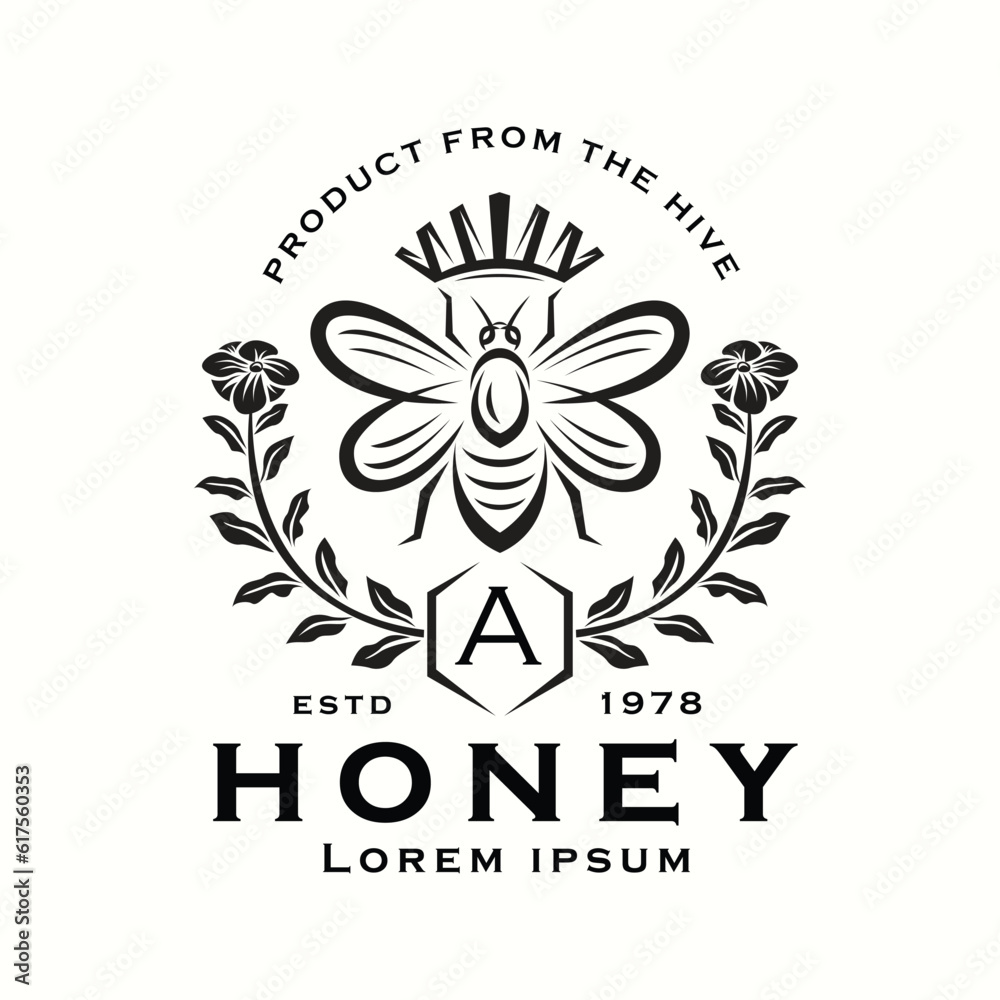 Vector princess bee logo design template illustration Stock Vector ...