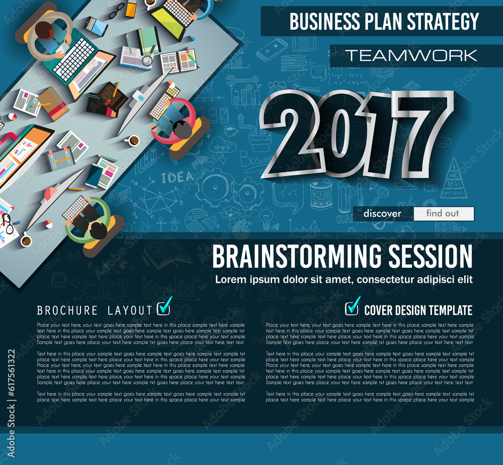 Infograph Brochure template with hand drawn sketches and a lot of ...