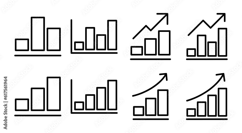 Growing graph Icon set illustration. Chart sign and symbol. diagram ...