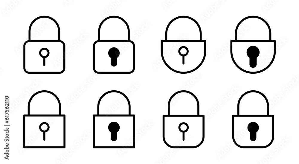Lock icon set illustration. Padlock sign and symbol. Encryption icon ...