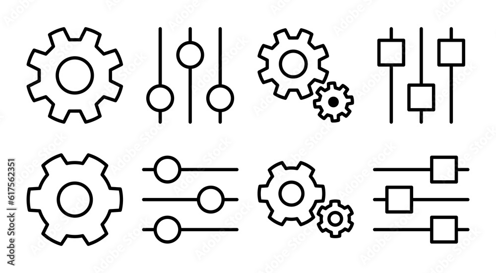 setting Icon set illustration. Cog settings sign and symbol. Gear Sign ...