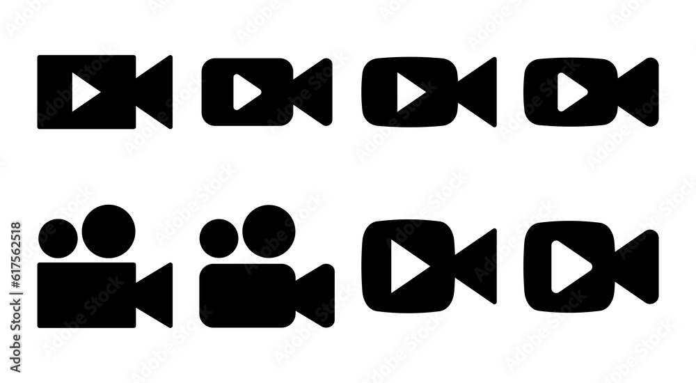 Video icon set illustration. video camera sign and symbol. movie sign ...