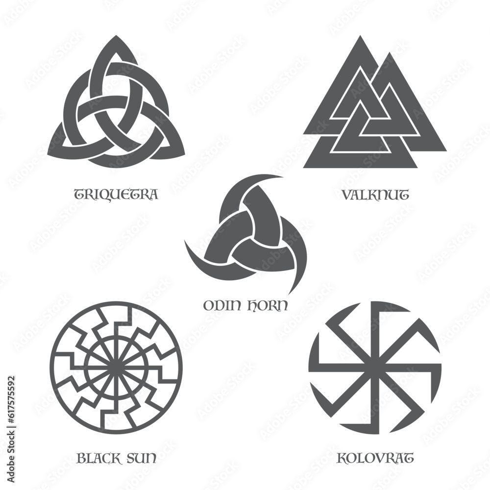 Scandinavian viking symbols set Stock Vector | Adobe Stock